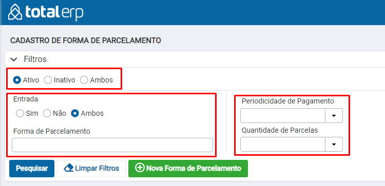 Como realizar o cadastro e gerenciamento de formas de parcelamento
